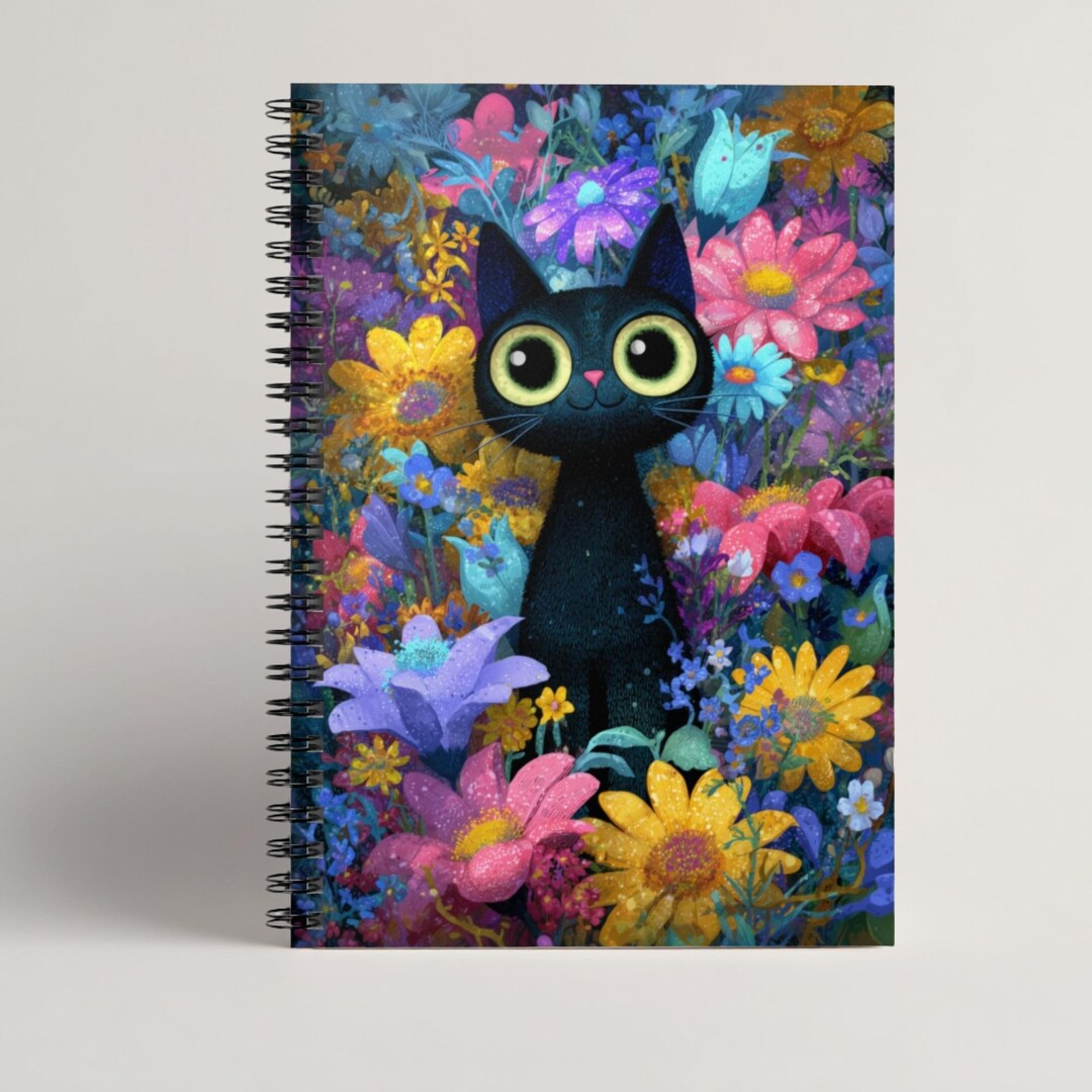 Black Cat Notebook, Cute Cat Journal, Aesthetic Cat Lover Gift ...