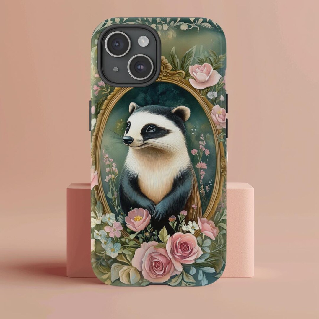 Mystical Victorian Badger Folk Art Phone Case for iPhone 16 15 14 13 12 ...