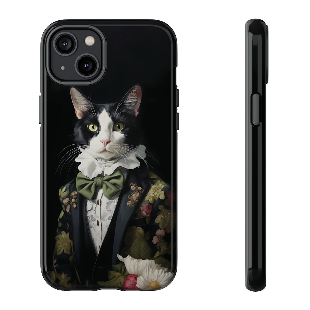 Tuxedo Cat - Baroque-inspired Cat Phone Case for iPhone 15, 14, 13, 12 ...