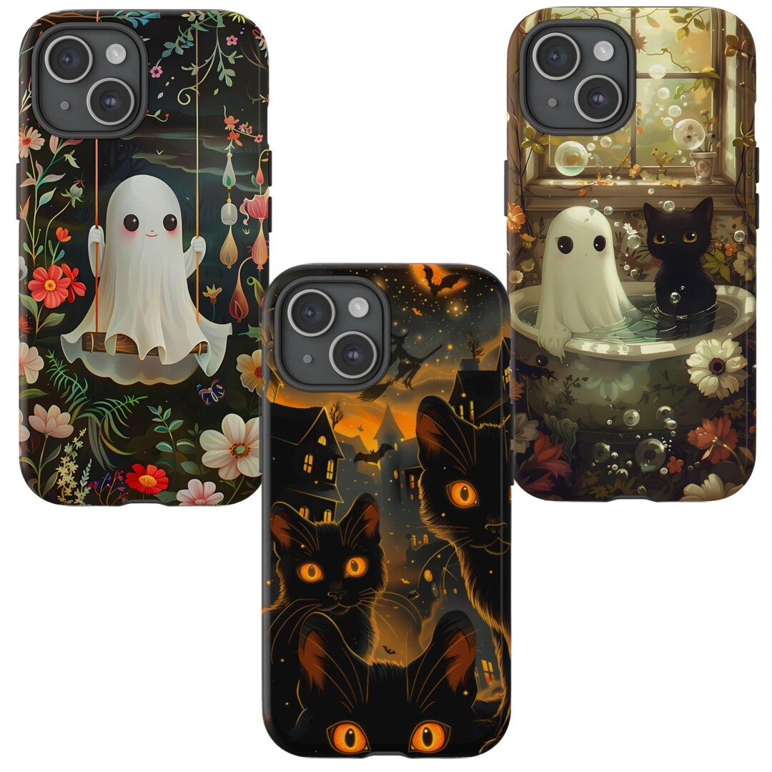 Whimsical Halloween Ghost and Black Cat Spooky Cute Designs Magsafe ...
