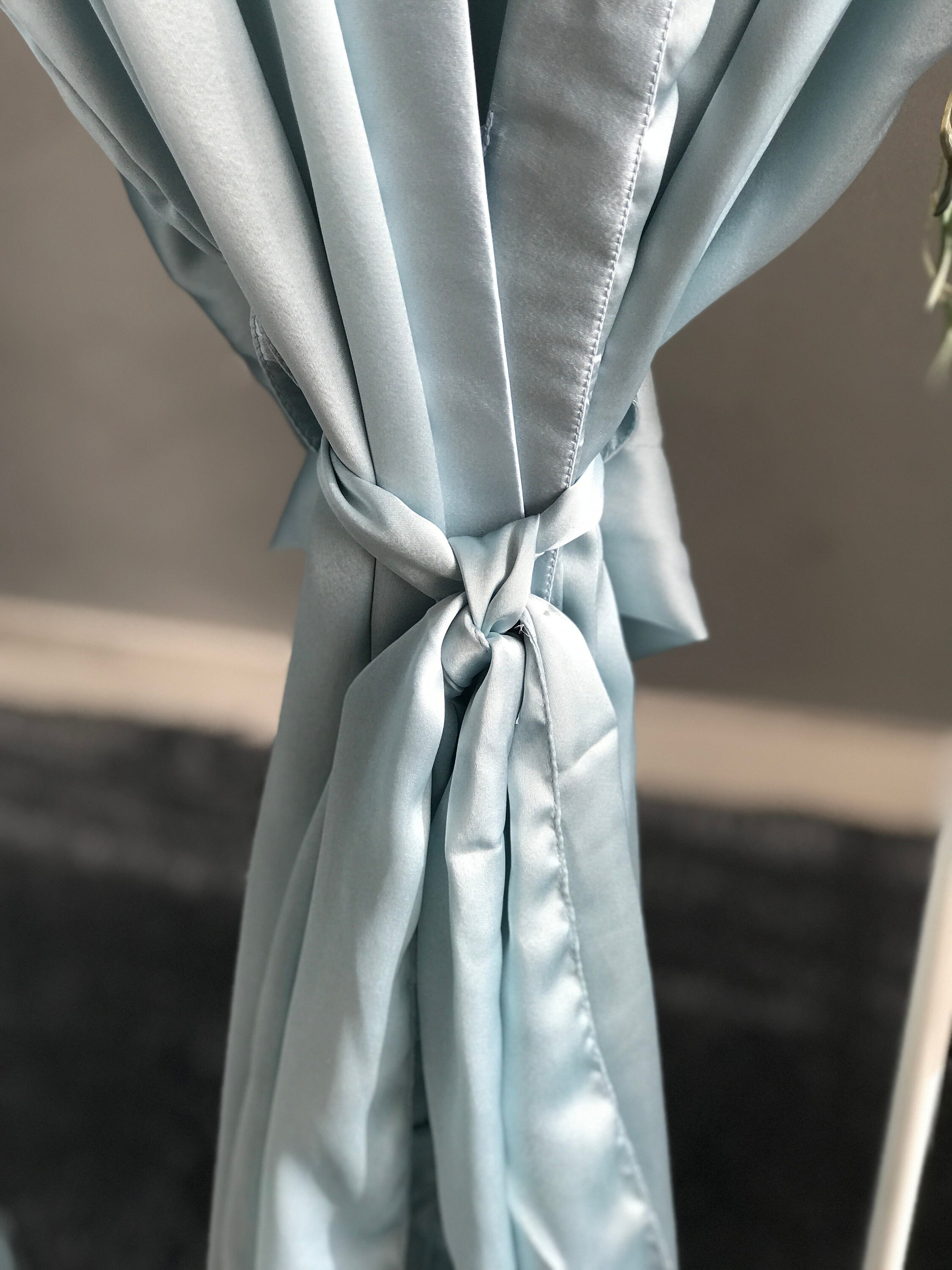 Bridesmaid Robes Long Calf Ankle Length Satin Ice Blue and Personalized ...