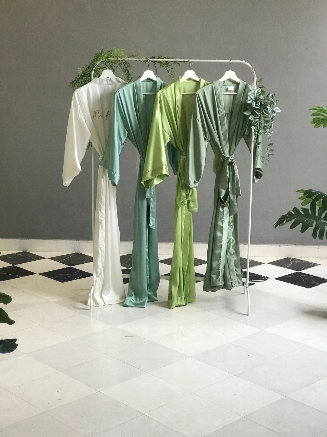 Softest Long Bridesmaid Robes in Olive Sage Emerald Teal Avocado Moss ...