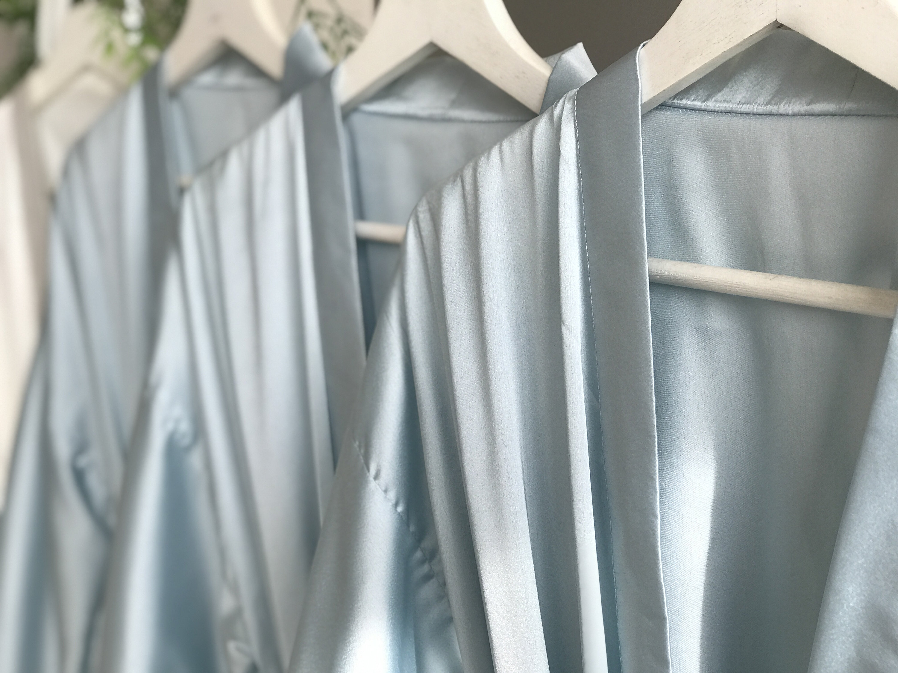 Bridesmaid Robes Long Calf Ankle Length Satin Ice Blue and Personalized ...