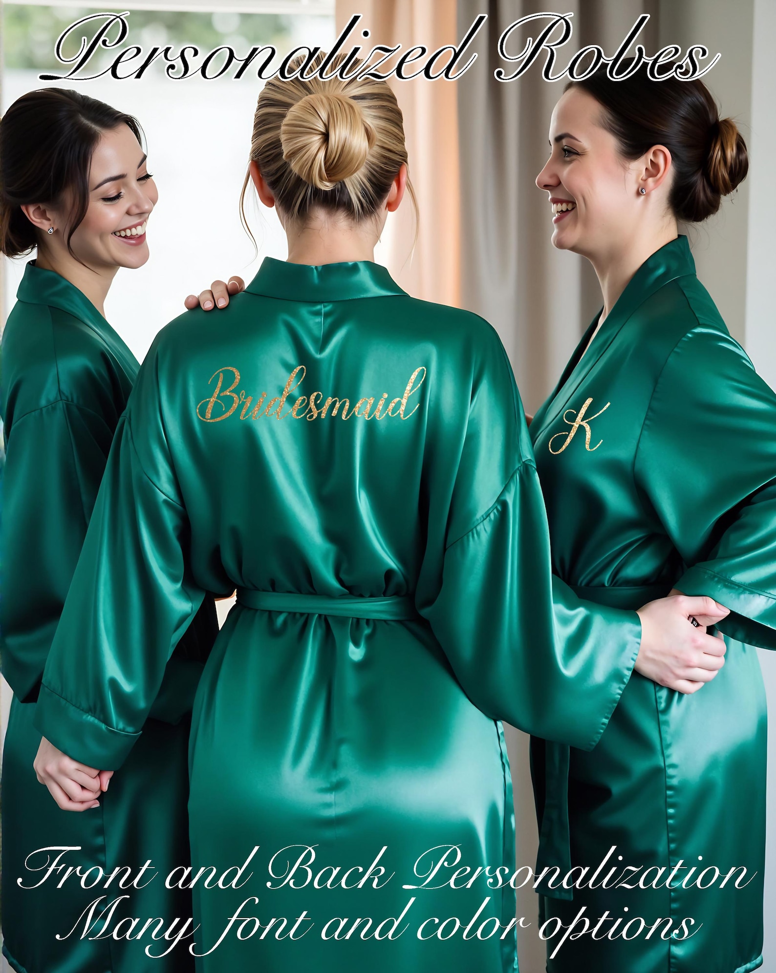 Personalized Satin Bridesmaid Robes: Olive Green Wedding Party Gifts - Etsy