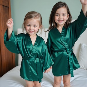 Avocado Green Bridesmaid Robes in Silk Satin Long Robes in Ankle Floor ...