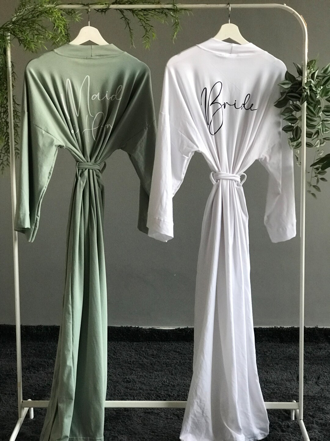 Butter Soft Rich Feel Personalized Bridesmaid Robes in Long Ankle/ Calf ...