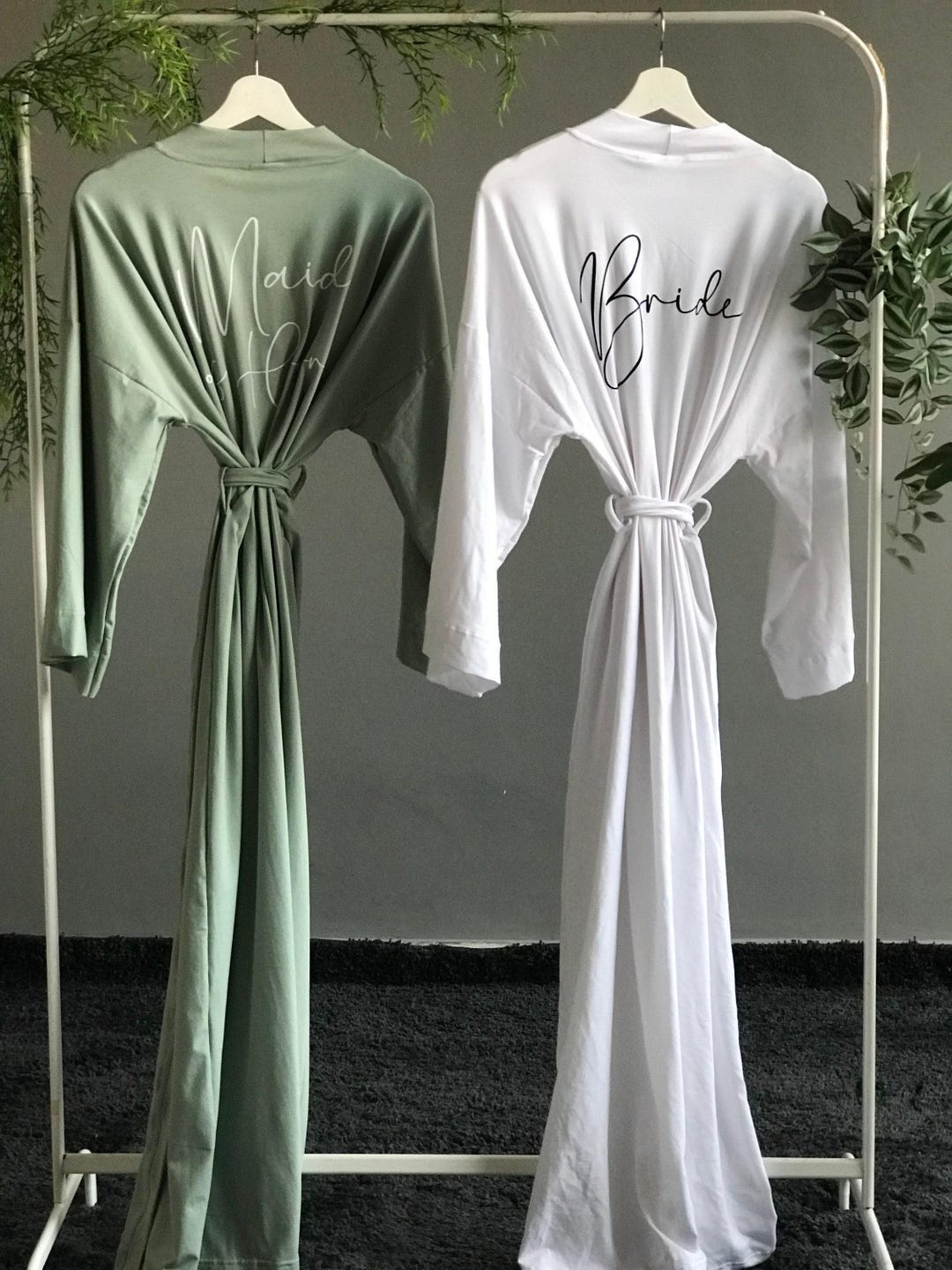 Butter Soft Rich Feel Personalized Bridesmaid Robes in Long Ankle/ Calf ...