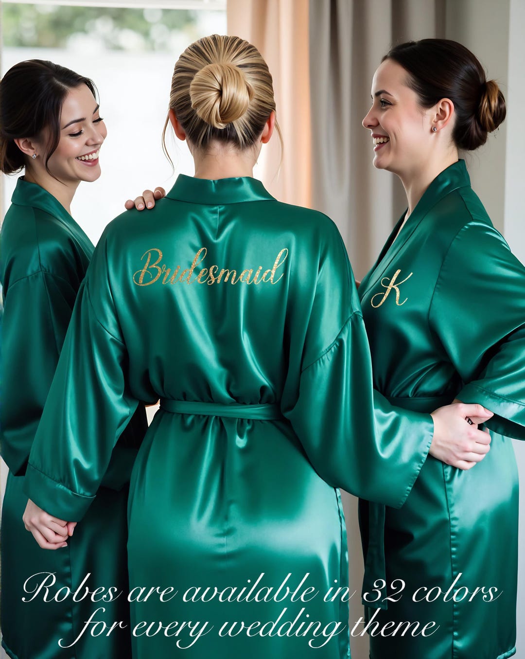 Dusty Blue Bridesmaid Robes Women Lavender Gray Personalized Silk Satin ...