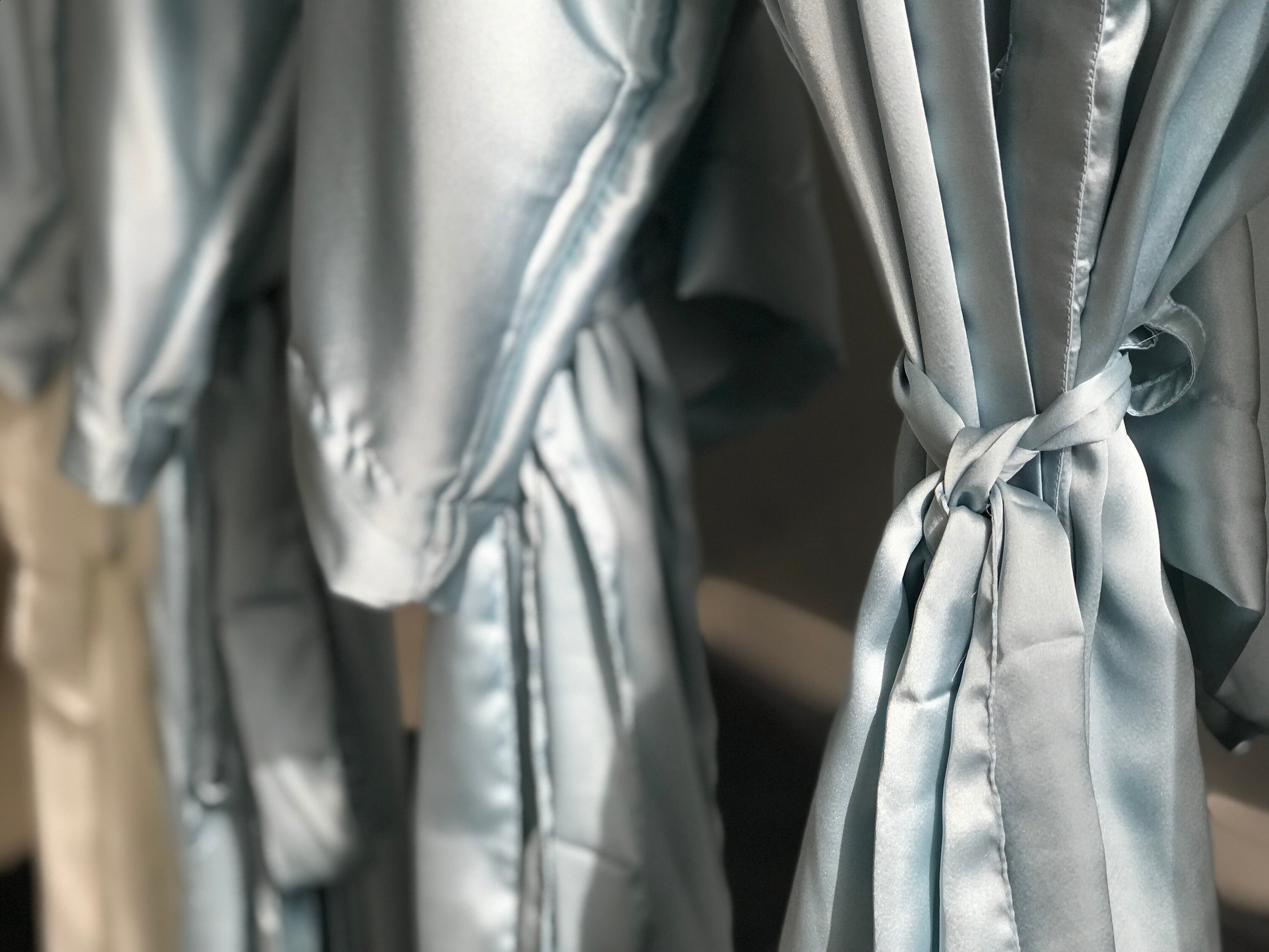 Bridesmaid Robes Long Calf Ankle Length Satin Ice Blue and Personalized ...