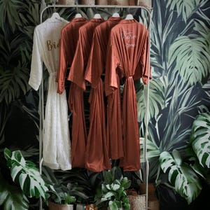 Bridesmaid Getting Ready Outfit in a Luxuriously Soft Burnt Orange Rust ...