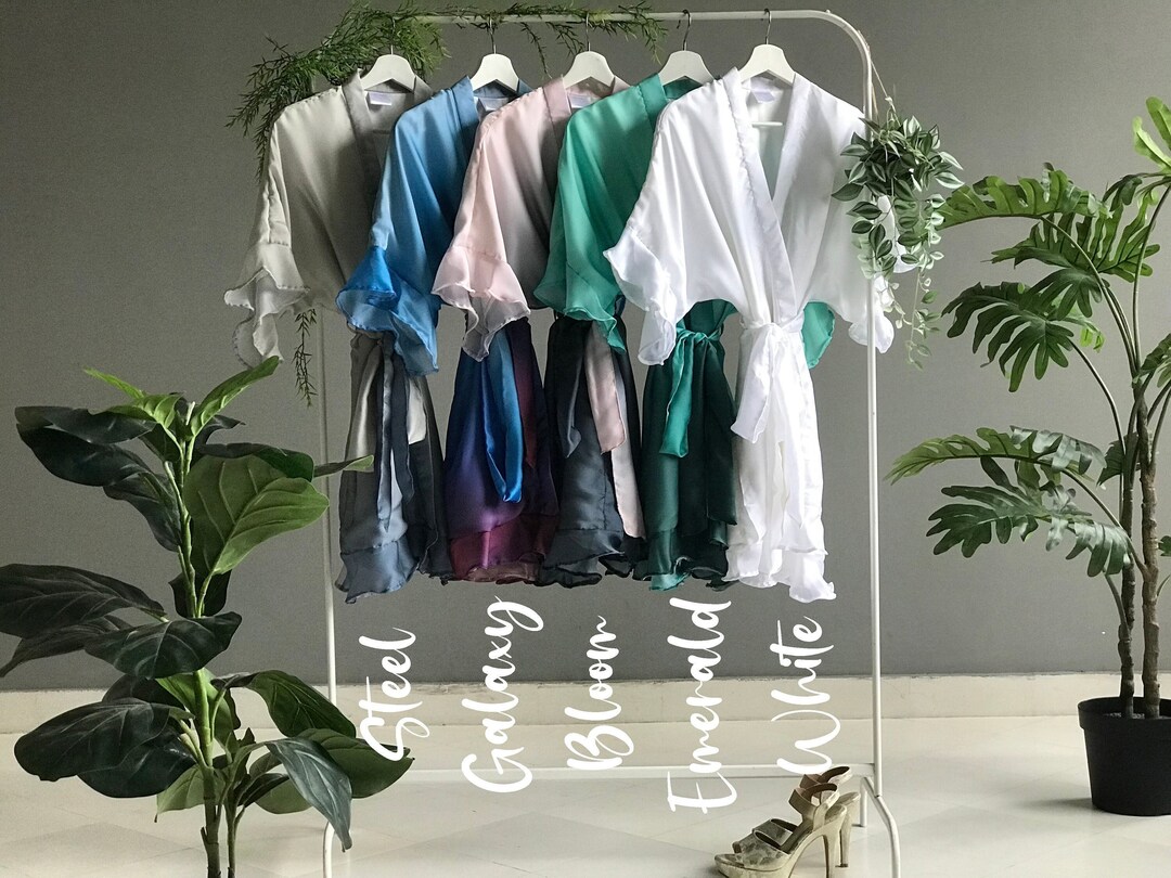 Bride and Bridesmaid Robes in Luxurious Dual Tone Silk Satin - Etsy ...