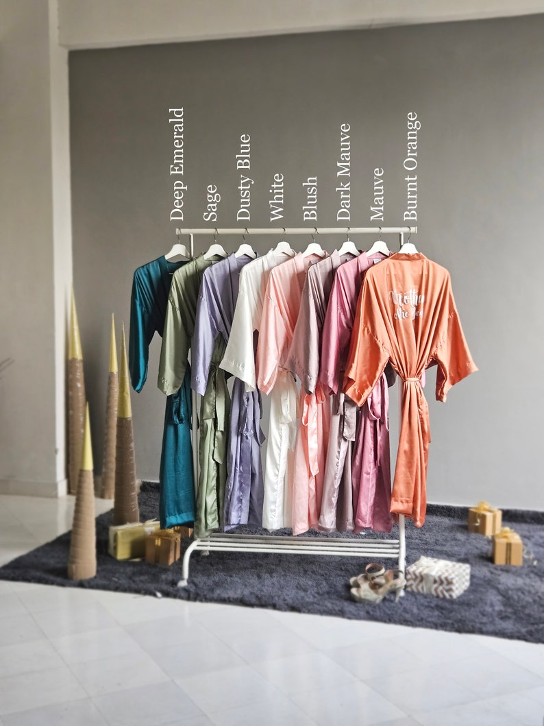 Bridesmaid Robes in Deep Emerald Green Silk Satin With Ankle or Calf ...