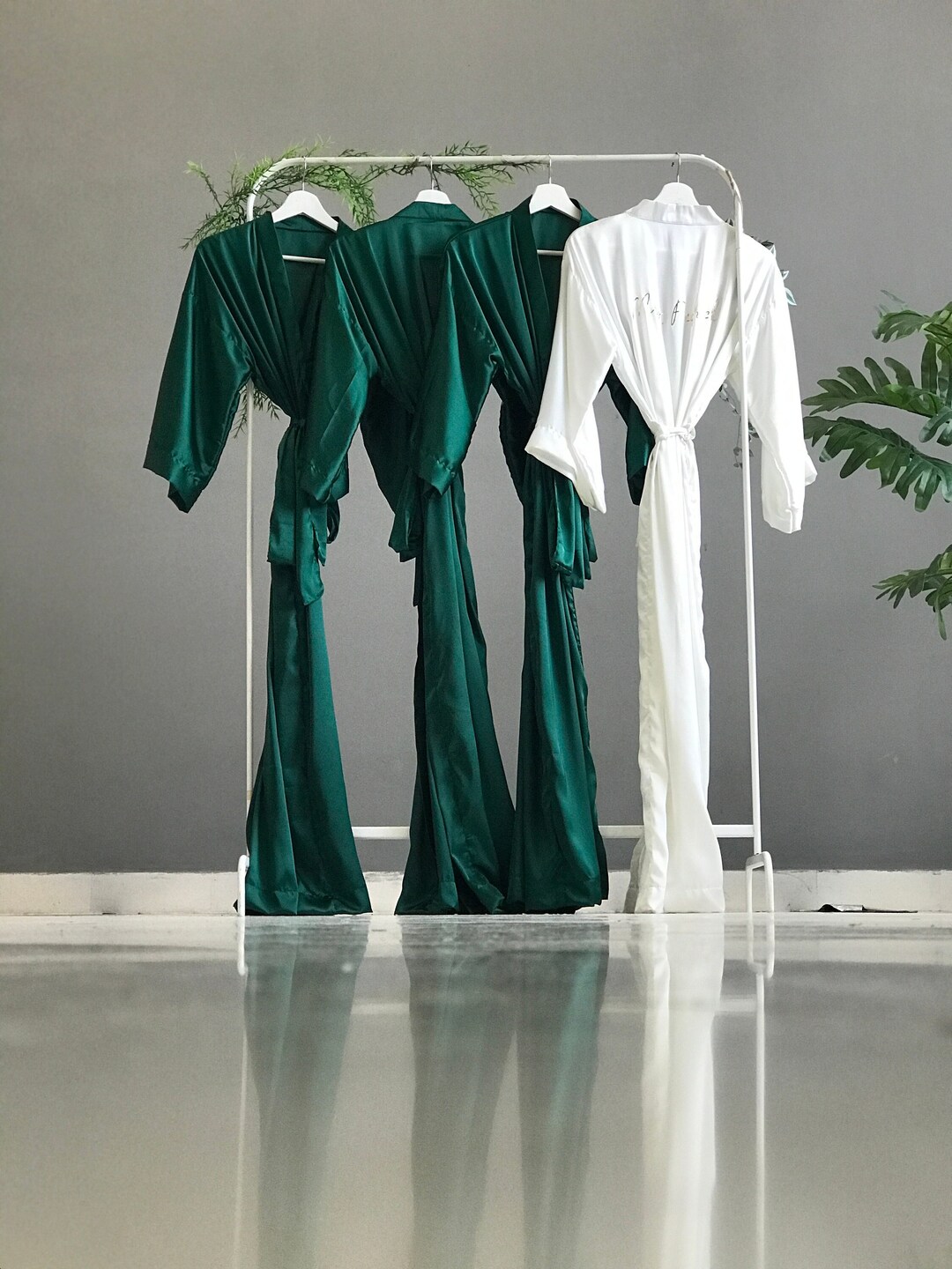 Bridesmaid Robes Satin Pine Hunter Green Long Ankle/calf Length ...