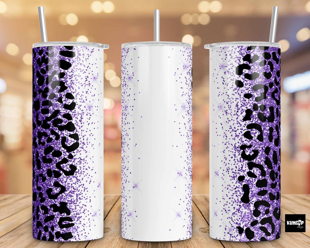 Purple Glitter Leopard Print Add Your Own Text Name Sublimation ...
