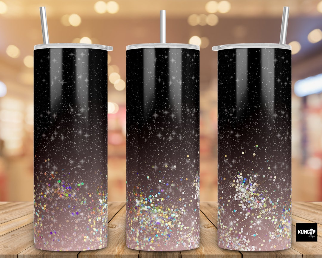 Glitter Ombre Black Rose Gold Color Tumbler Wrap, Black to Rose Gold ...