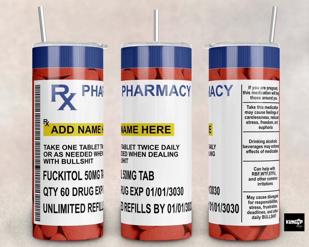 FUCKITOL Fukitol Pill Bottle Tumbler Wrap Funny Medicine for - Etsy