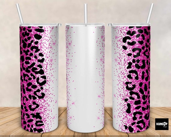 Pink Glitter Leopard Print Add Your Own Text Name Sublimation | Etsy