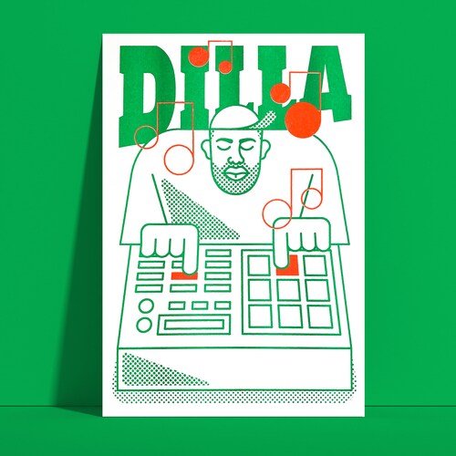 J DILLA Hip-hop A3 RISOPRINT Print Art Poster Tribute Rap Red - Etsy