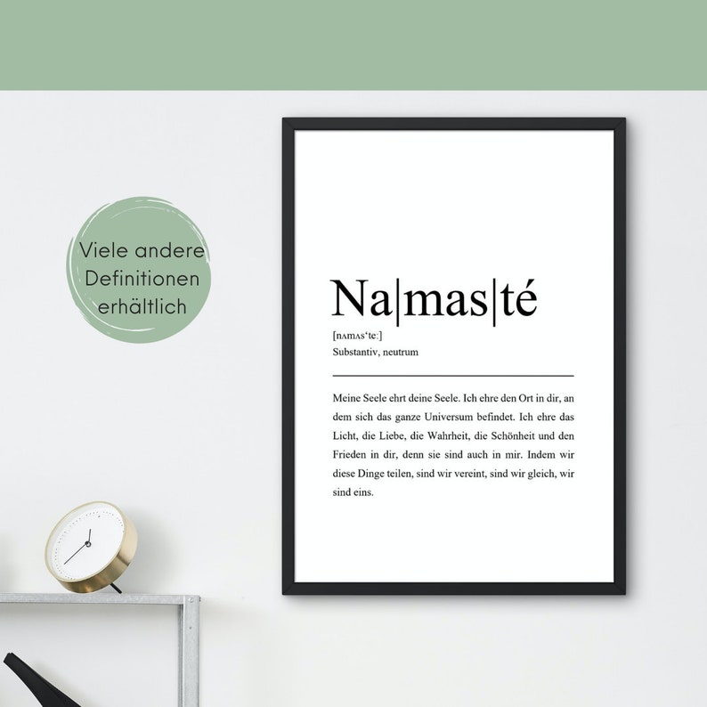 Definition Namaste Yoga Spruch als Poster/Bild mit - Etsy.de