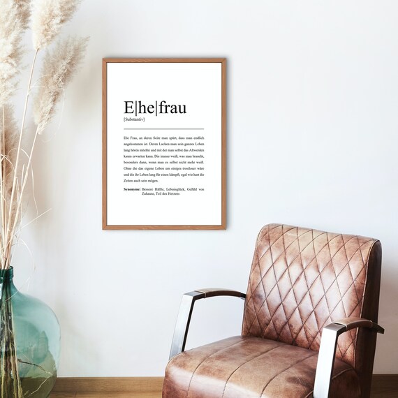 Ehefrau Definition als Poster Wand Bild Definition perfekte - Etsy France