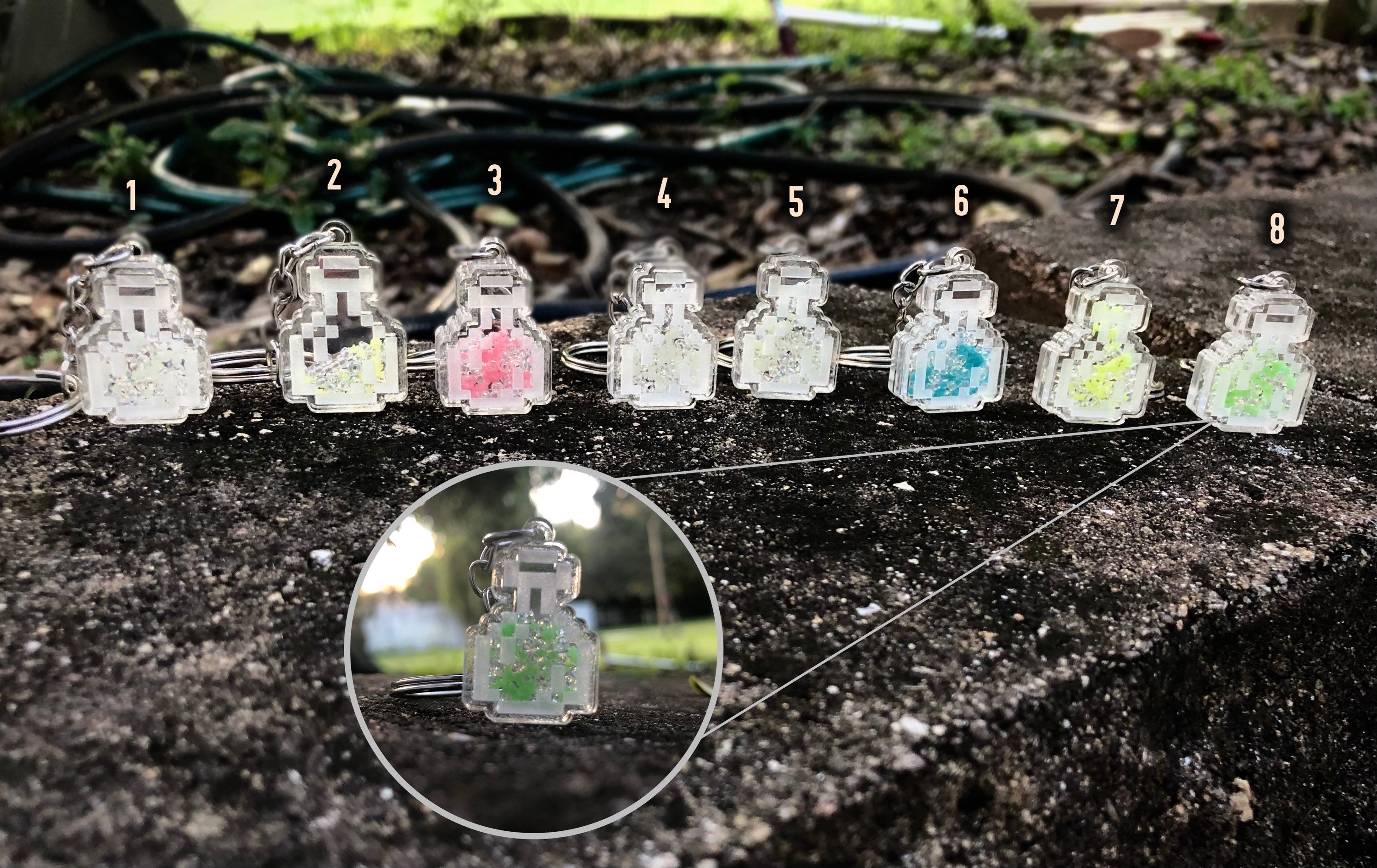 Glow in the Dark Minecraft Potion Inspired Keychain Charm - Etsy