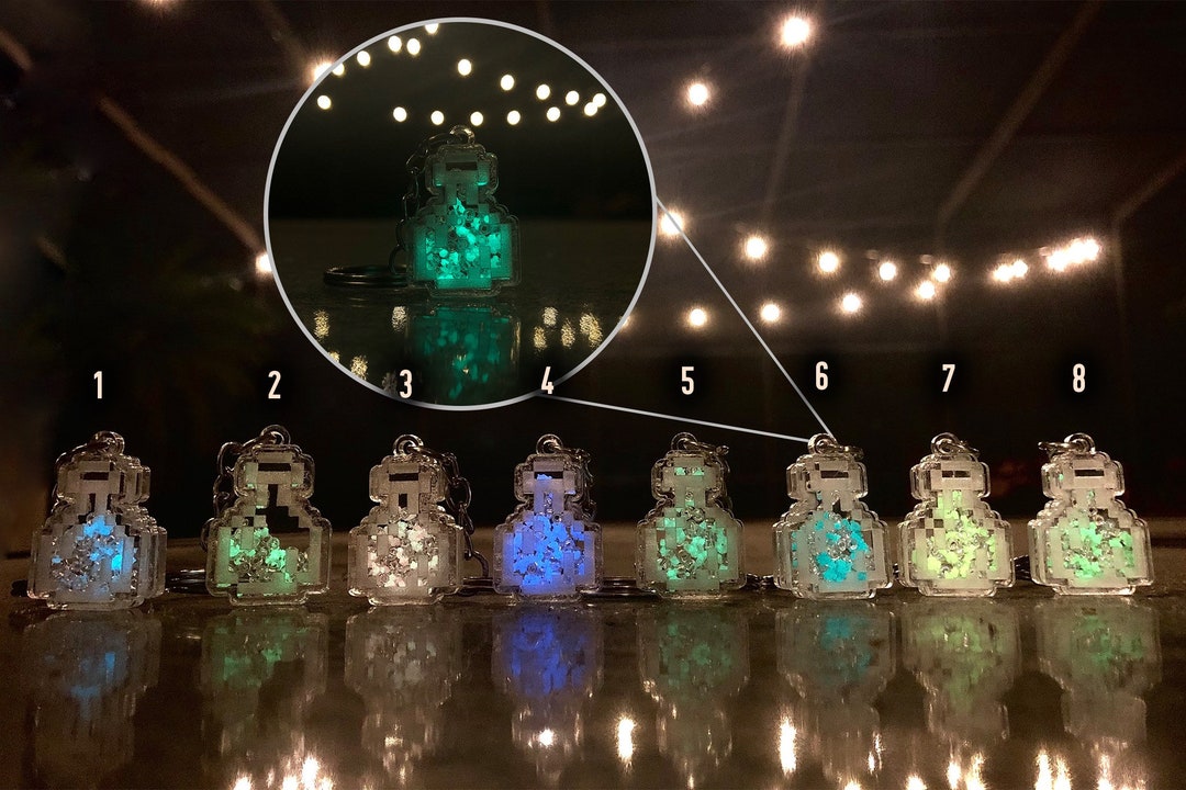 Glow in the Dark Minecraft Potion Inspired Keychain Charm - Etsy