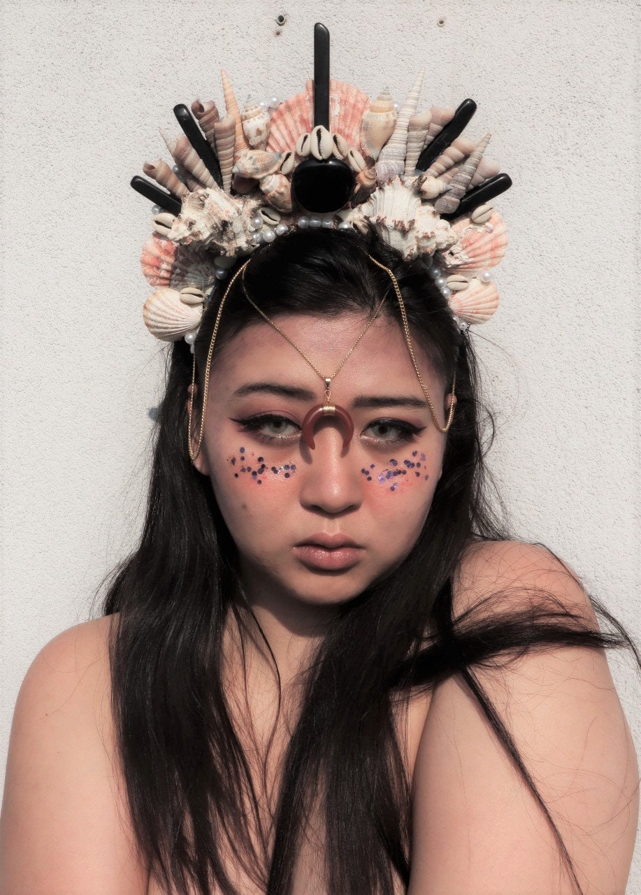 Mermaids Crown Tiara With Gemstone Obsidian and Shungite - Etsy UK