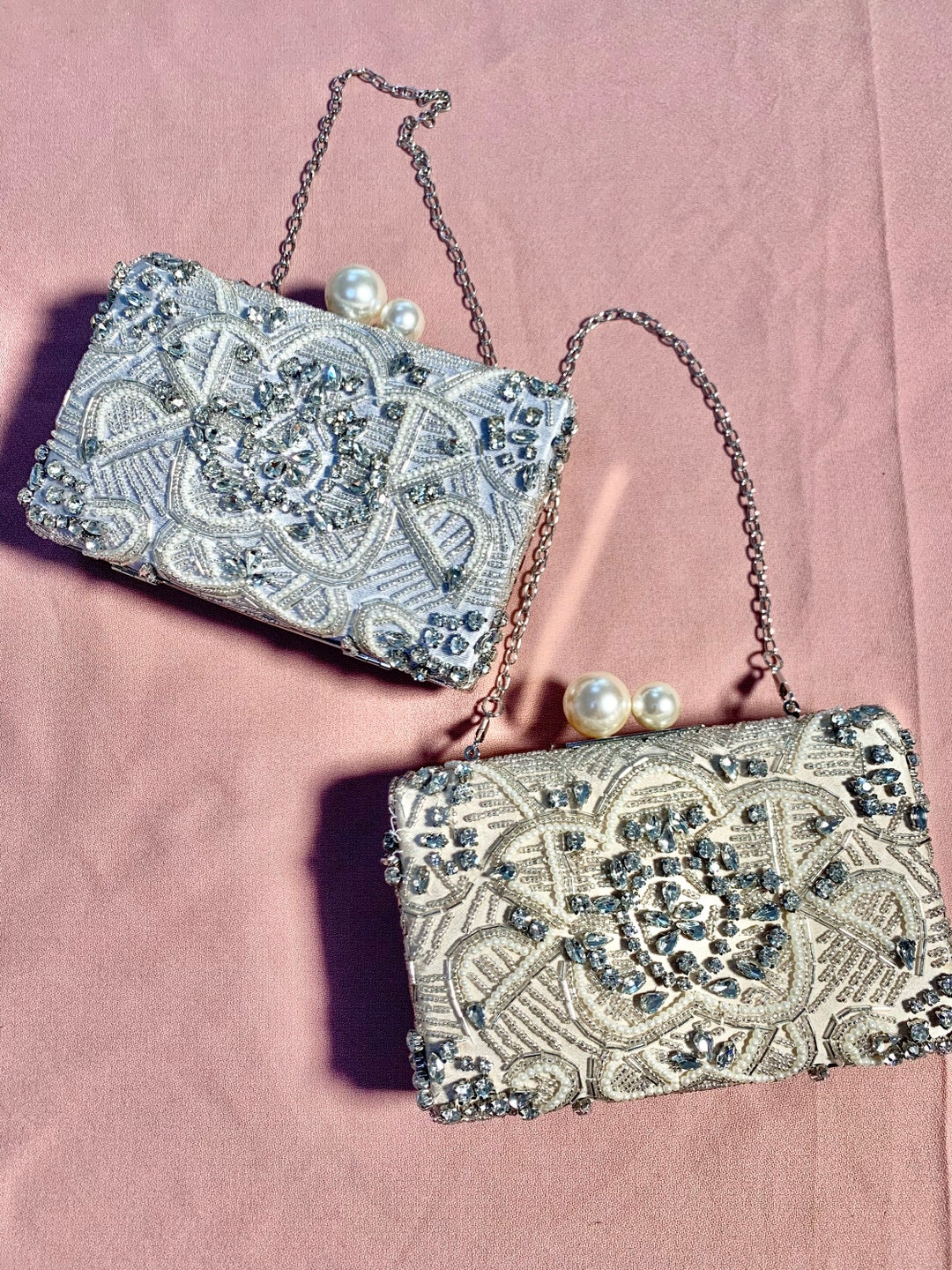 Beaded Bridal Formal Evening Purse Bling Rhinestone Pearl - Etsy