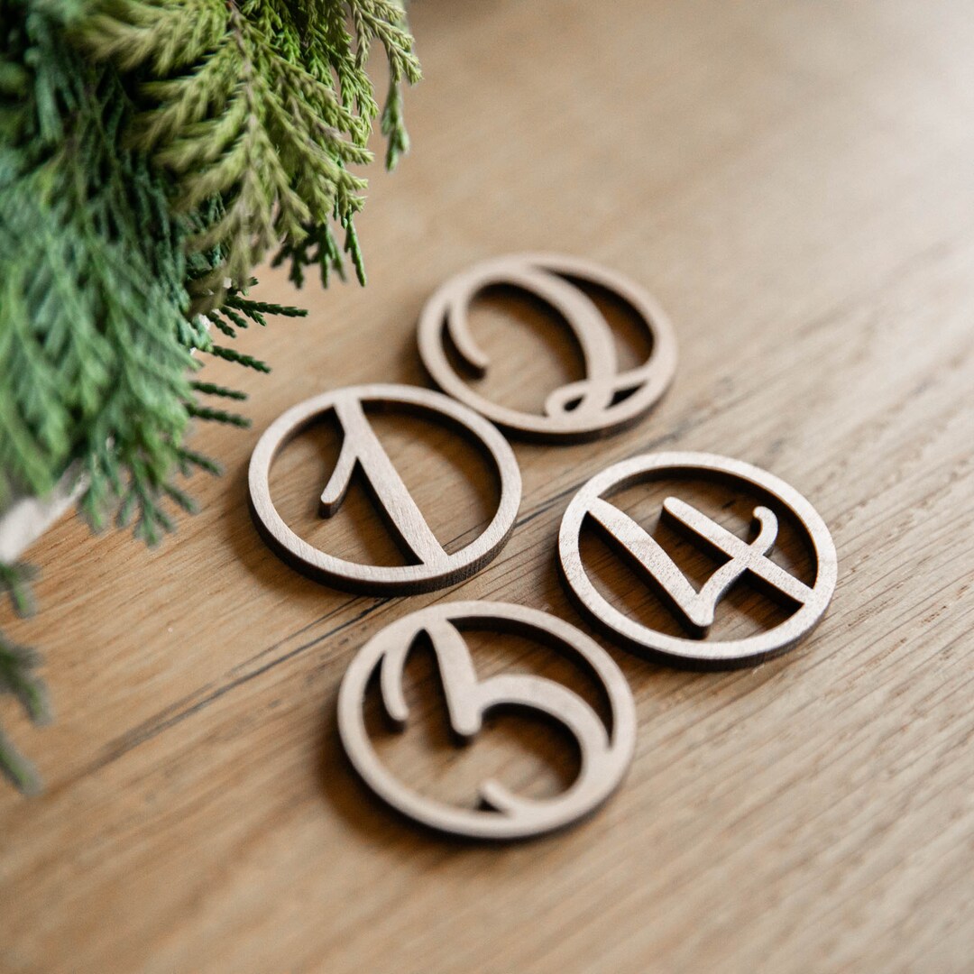 Round Wooden Numbers for the Advent Wreath / Numbers 1-4 Made of Wood ...