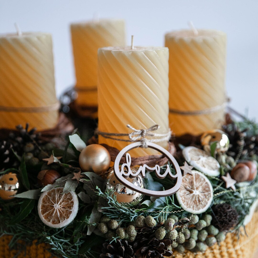 Advent Wreath Numbers 1-4 Made of Wood in Organic Shape / - Etsy