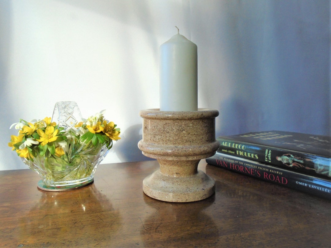 A Pair of Ancaster Weatherbed Limestone Candle Holders - Etsy