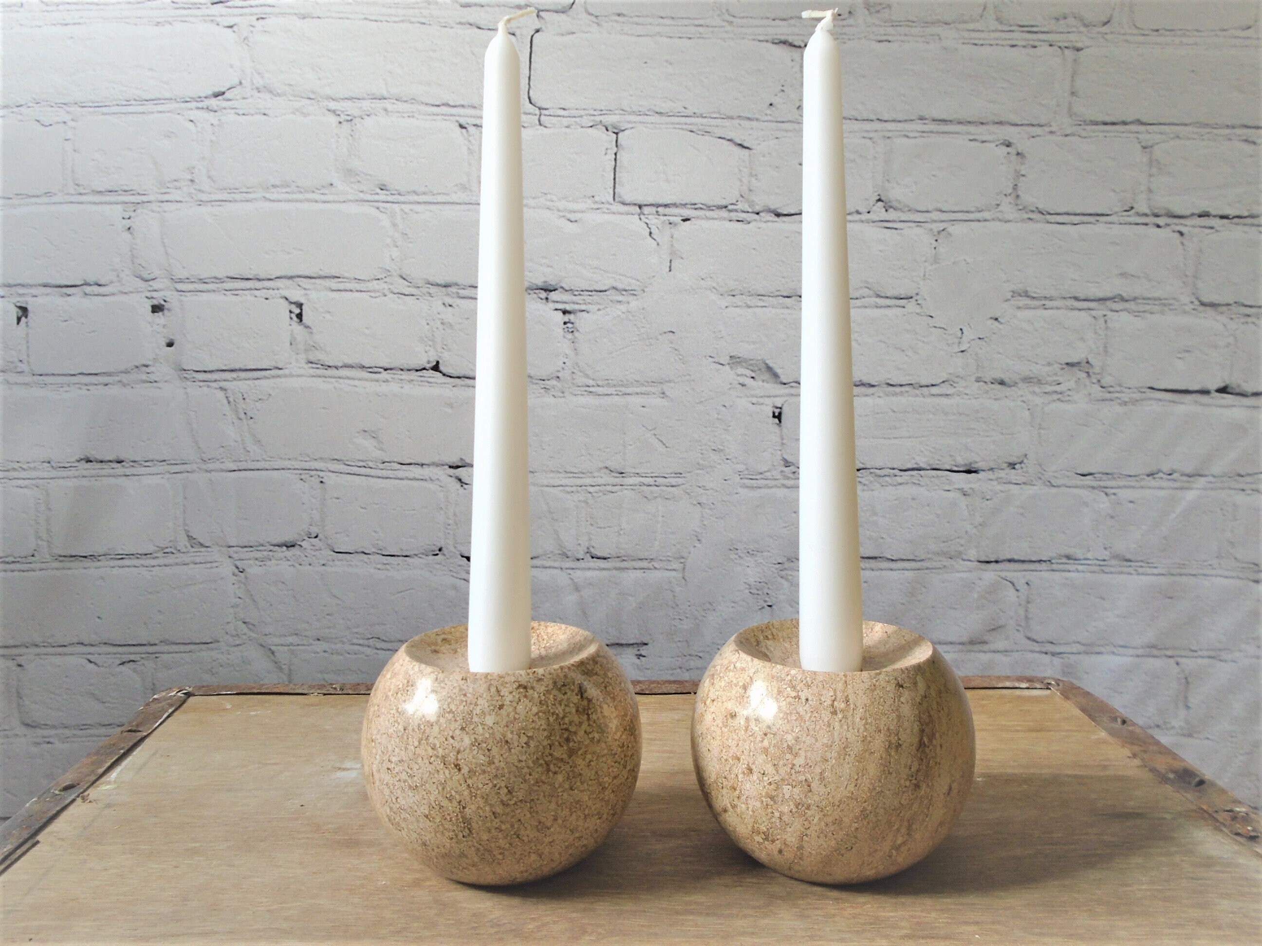 A Pair of Ancaster Stone Candle Holders - Etsy