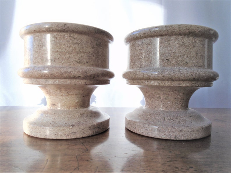 A Pair of Ancaster Weatherbed Limestone Candle Holders - Etsy