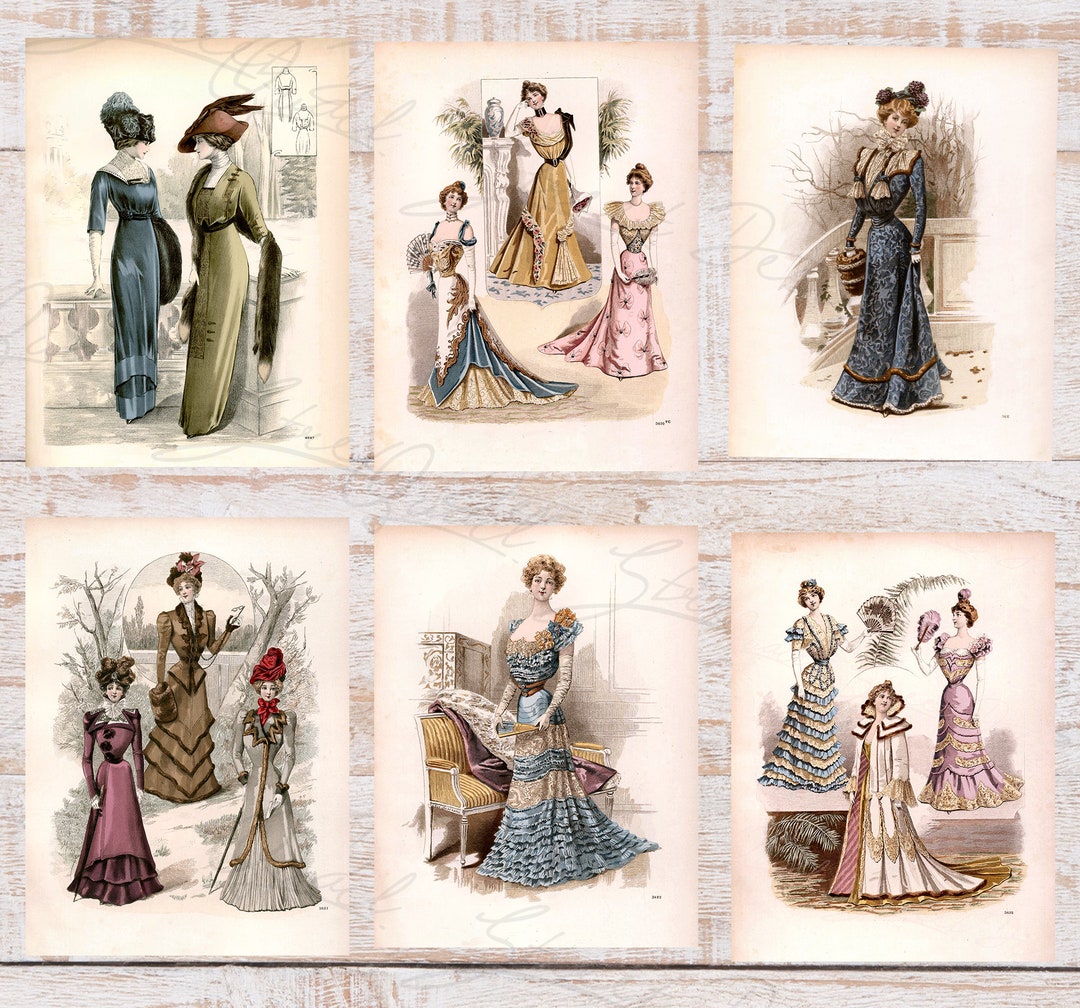 Vintage Ladies Women Fashion Prints - Dresses Gowns Victorian Clothes ...