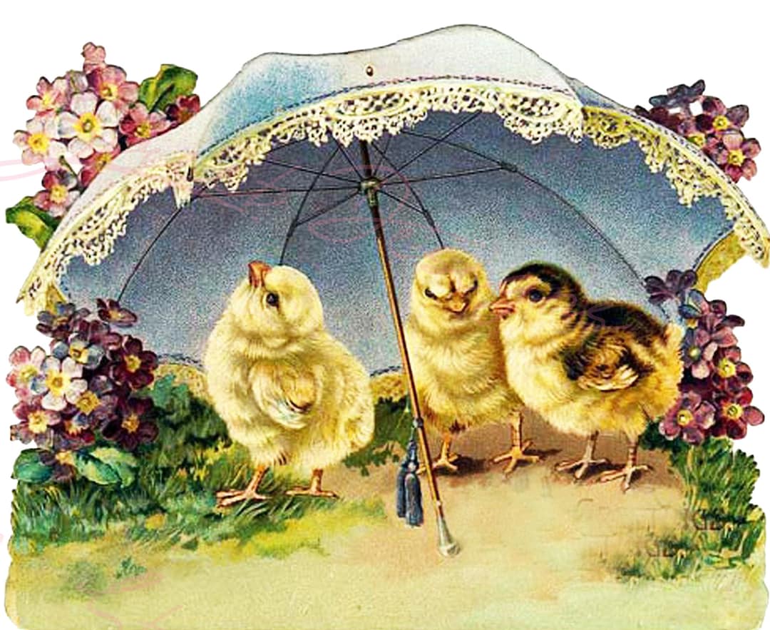 Vintage Easter Print - Reproduction From Vintage Easter Cards Chicks ...