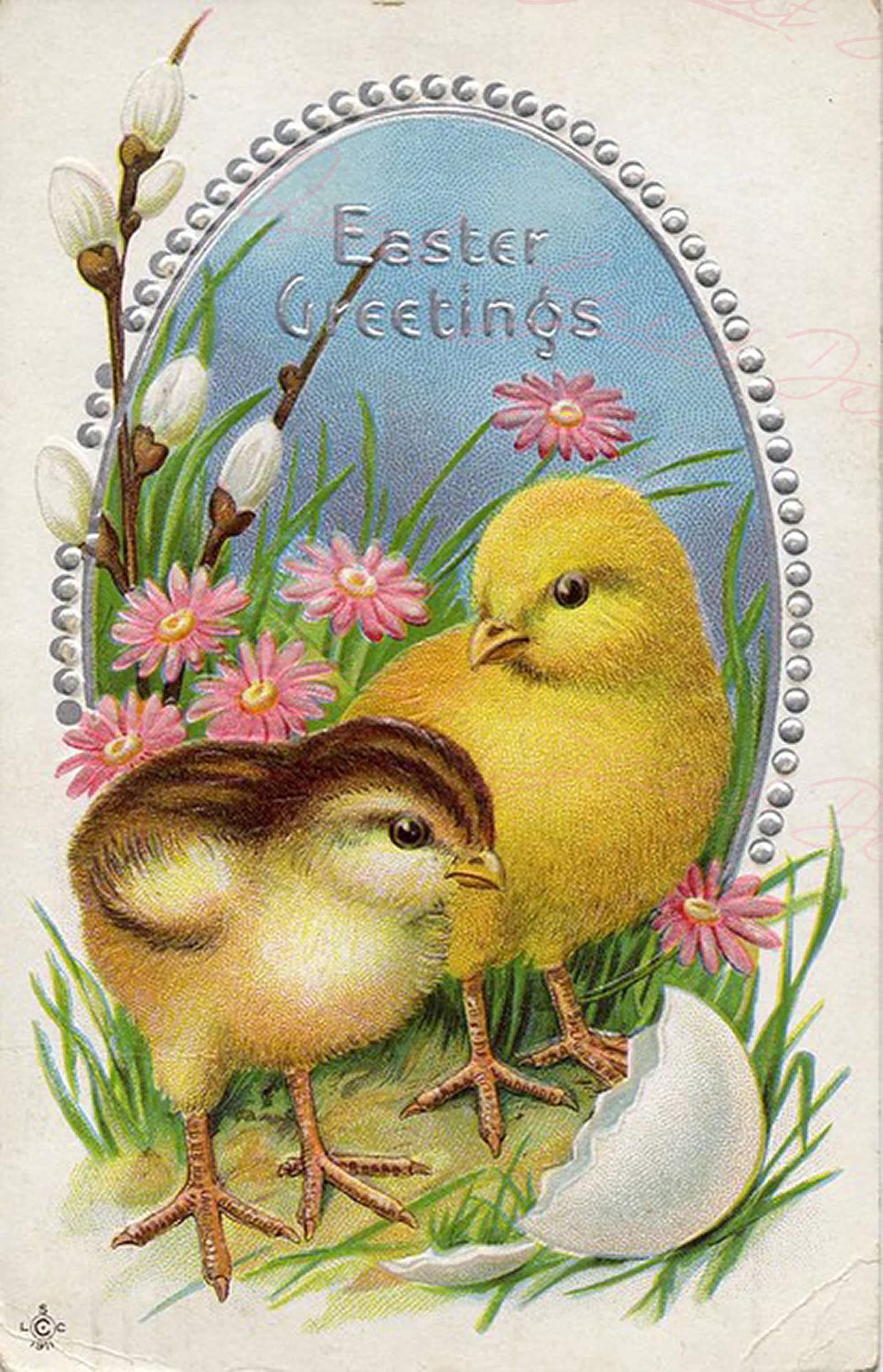 Vintage Easter Print - Reproduction From Vintage Easter Cards Chicks ...