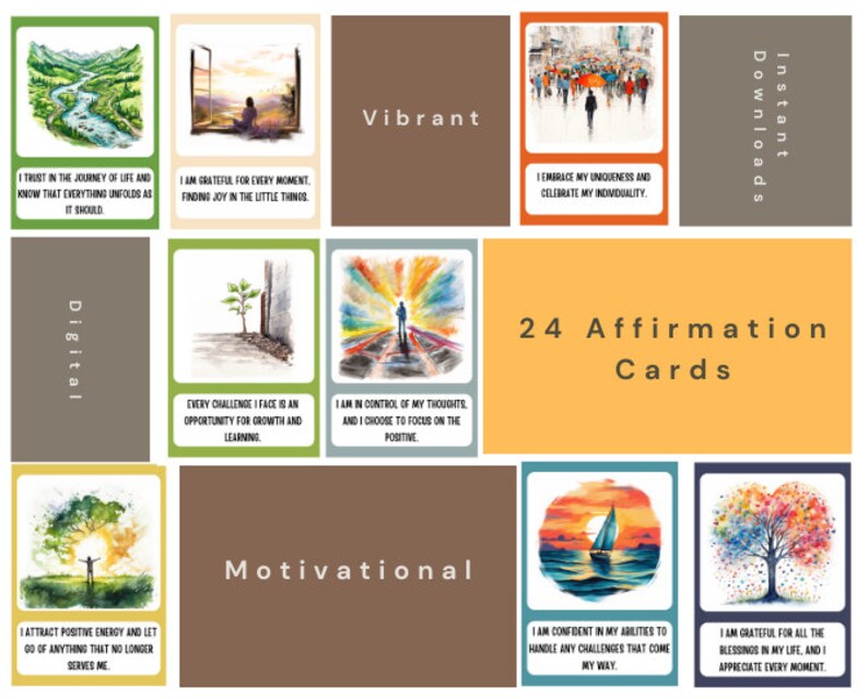 24 Printable Affirmation Cards (with Bonus Coloring Pages) - Etsy