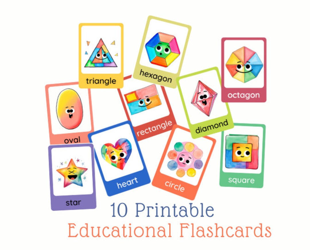 Shapes Printable Flashcards with Bonus Coloring Pages - Etsy