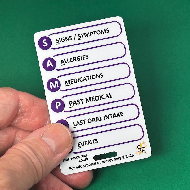 OPQRST and SAMPLE ID Badge Card | Paramedic Flashcard | Nurse Student ...