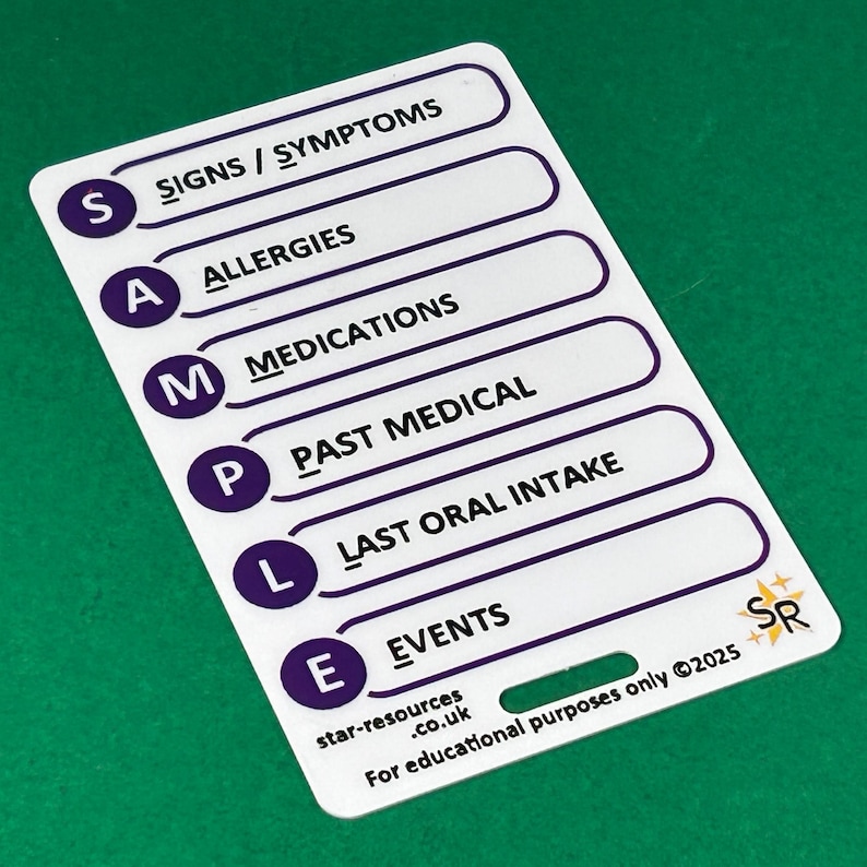 OPQRST and SAMPLE ID Badge Card | Paramedic Flashcard | Nurse Student ...