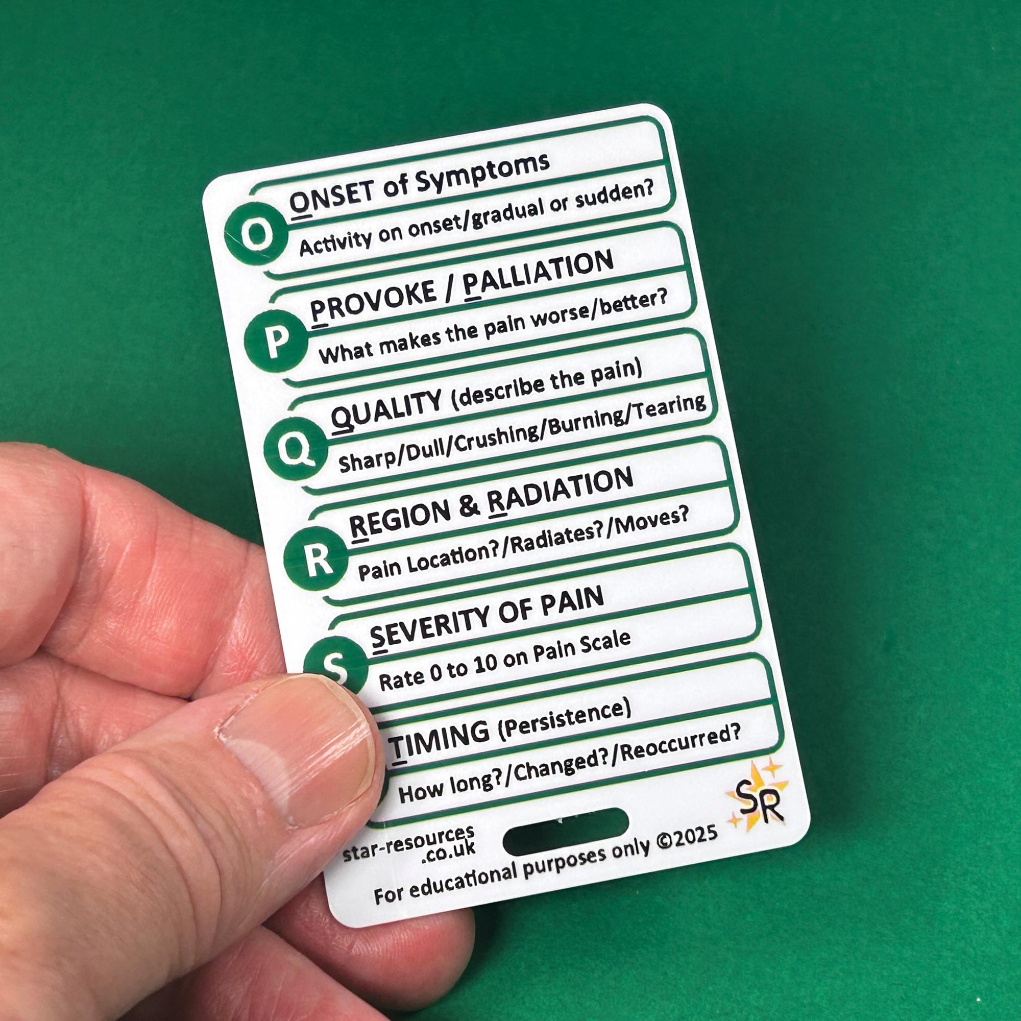 OPQRST and SAMPLE ID Badge Card | Paramedic Flashcard | Nurse Student ...