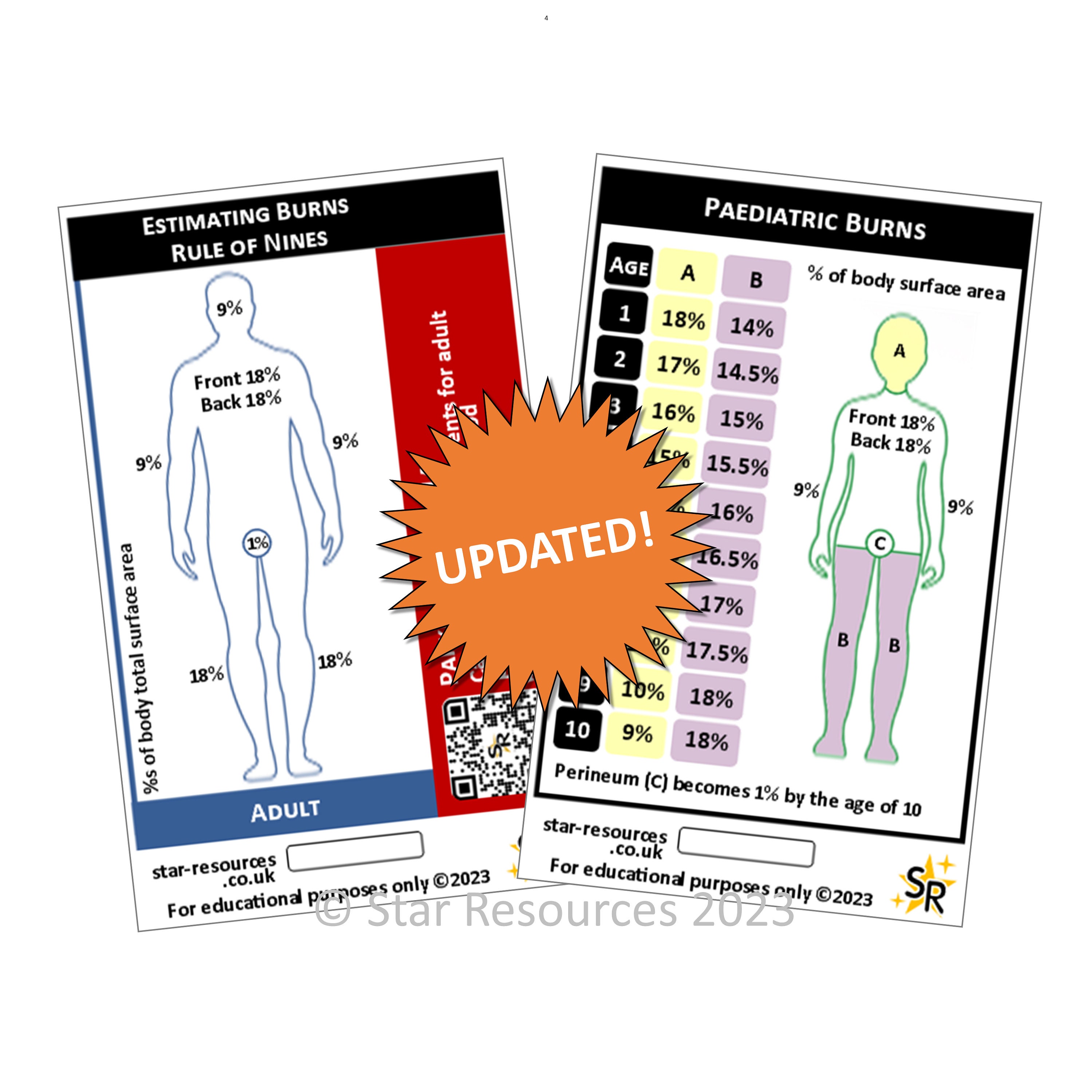 Rule of Nine Burns ID Badge Flash Card Student Nurse - Etsy