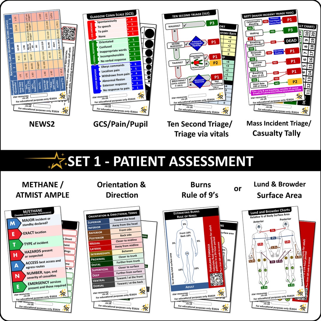 Set 1 Patient Assessment ID Badge Flash Cards Student Nurses ...