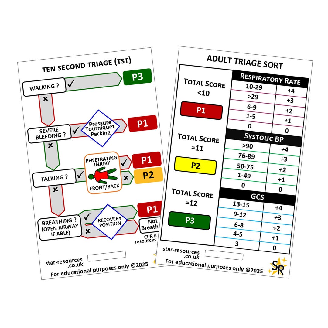 Ten Second Triage ID Badge Card | Paramedic Flashcard | TST Student ...