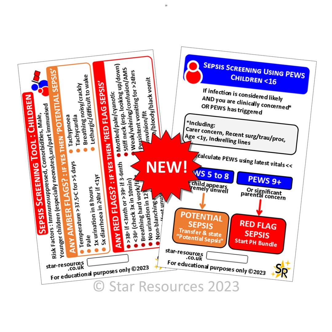 Paediatric Sepsis Screening Tools ID Badge Flash Card Nurse - Etsy UK