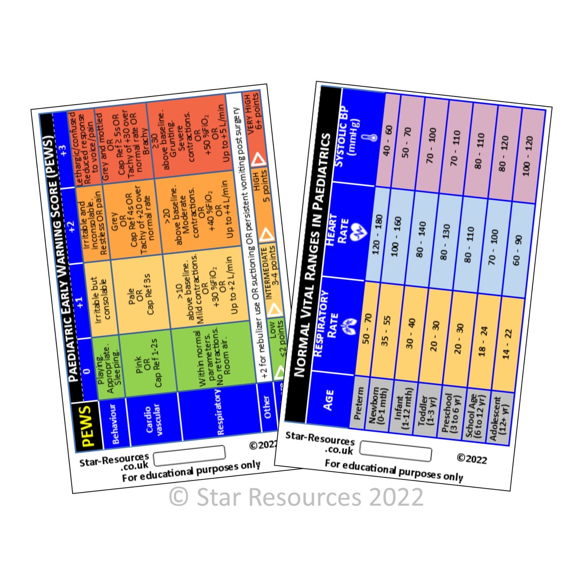 PEWS / Paediatric Vital Stat Ranges ID Badge Flash Card Nurse - Etsy UK