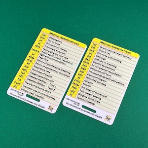 Medical Abbreviations ID Badge Flash Card Nurse Student Paramedic FREC ...