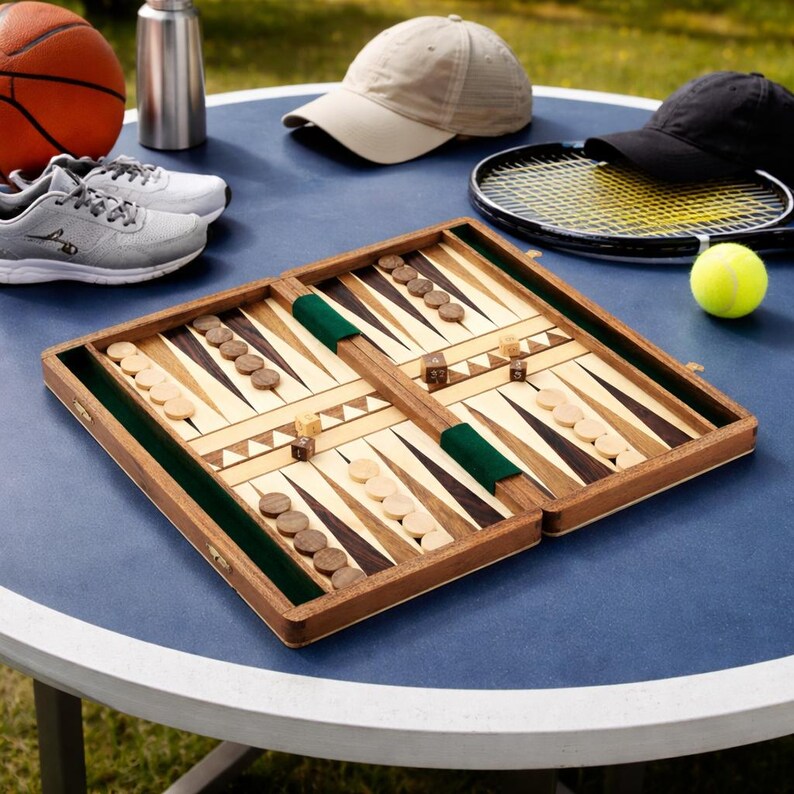 Handcrafted Wooden Backgammon Board Game Folding Travel Backgammon Set ...