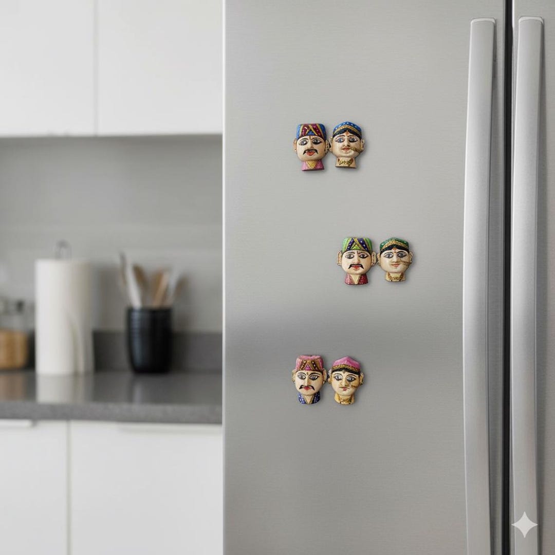 Handmade Rajasthani Face Magnets | Traditional Indian Art, Home Decor ...