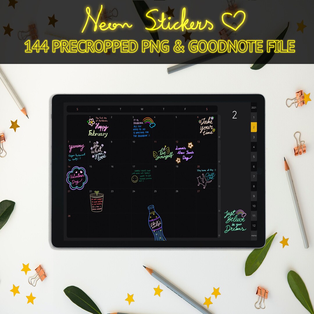 PEGATINAS DE NEÓN, pegatinas digitales, pegatinas del planificador ...